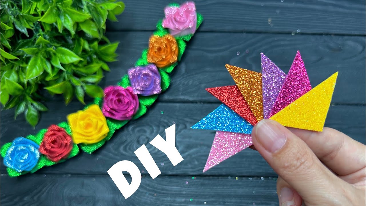 Glitter Roses from EVA Foam Easy Flowers DIY Tutorial Crafts - YouTube
