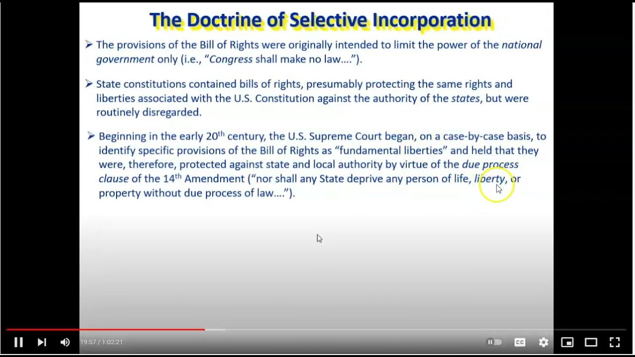 1 Selective Incorporation Doctrine - YouTube