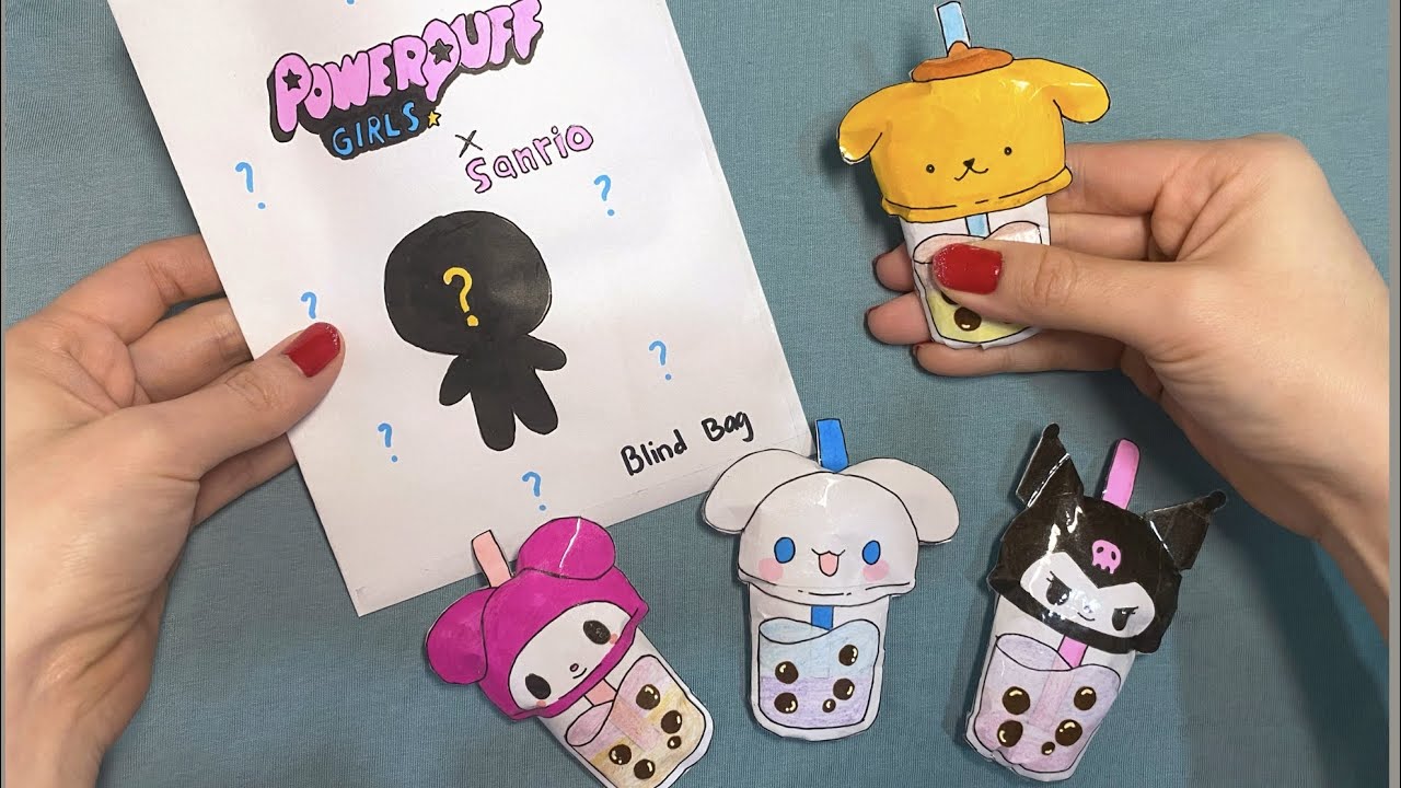 Paper diy🩵] Powerpuff girls x sanrio blind bags opening asmr no music ...