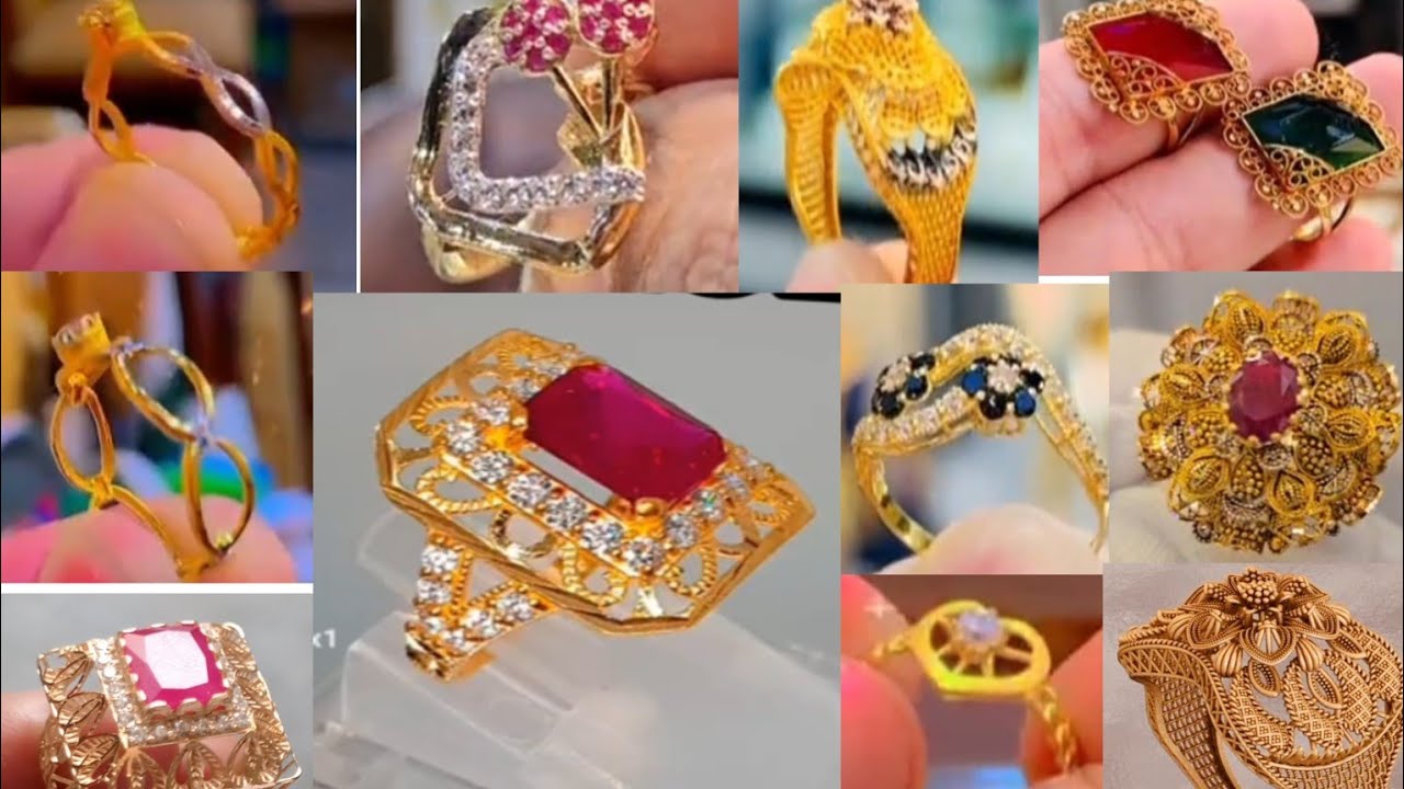 New design 2 gram gold rings//engagement gold rings design female - YouTube