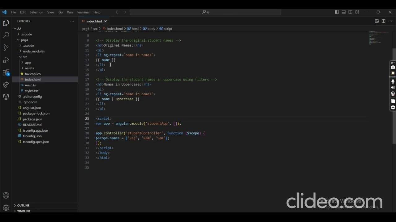 Angular JS and Node JS (21CSL581) Program 12 - YouTube