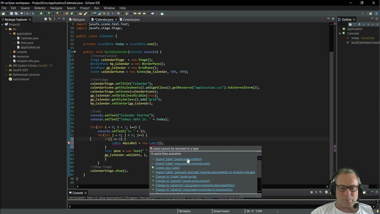 JavaFx Application 10 Calendar prep, switch statement - YouTube