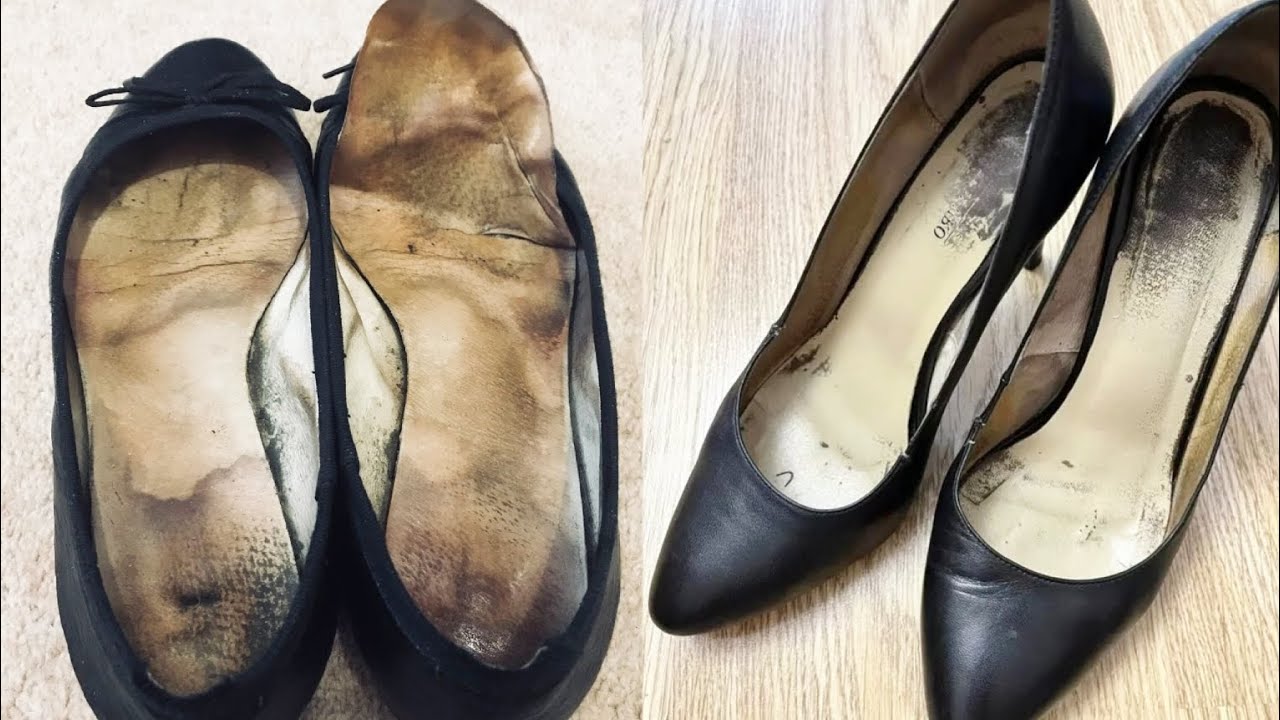 Most worn heels and shoes with dirty sole - YouTube
