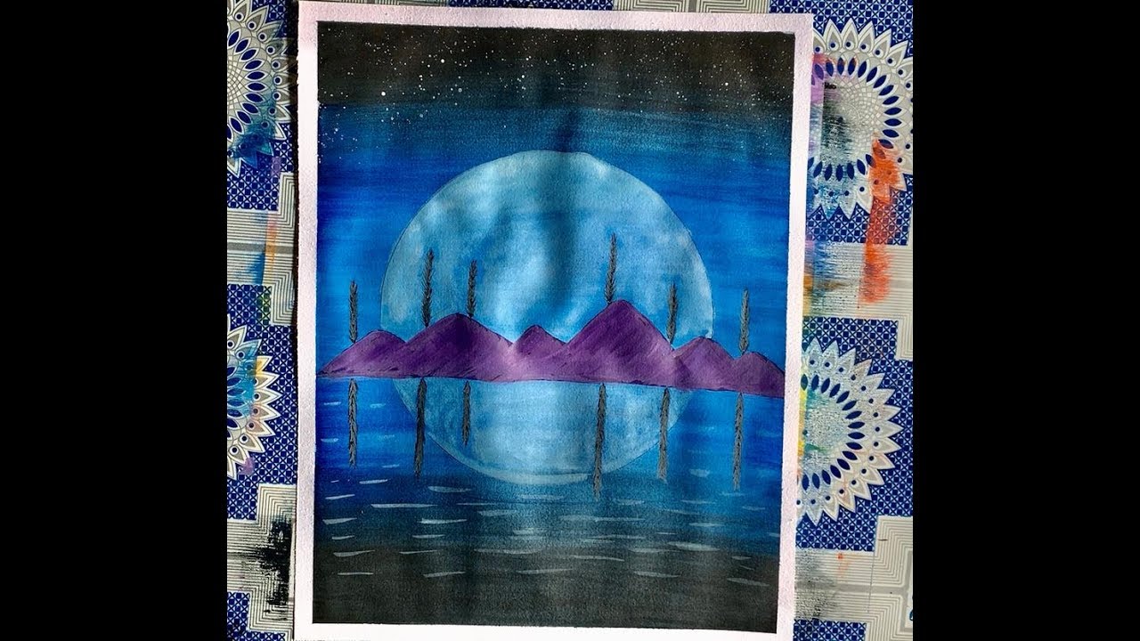Floating Mountain Scenery Drawing for Beginners with Water Color - Step ...