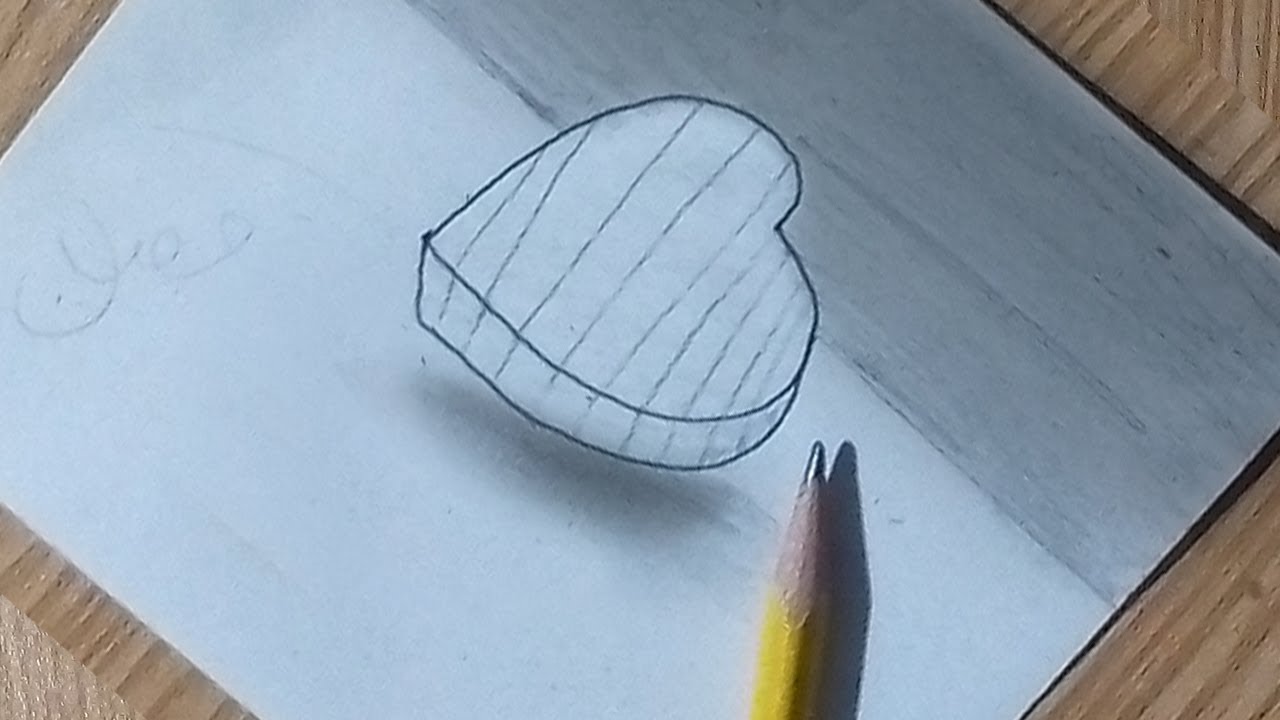 Drawing a 3 D floating heart object on Paper - YouTube
