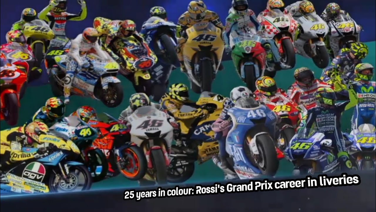 25 years in colour: Rossi's Grand Prix career in liveries - YouTube