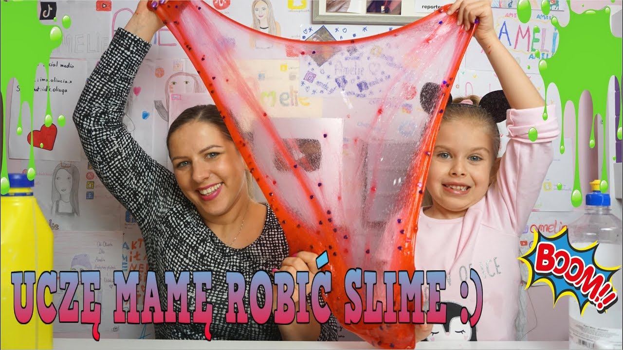 UCZĘ MAMĘ ROBIĆ SLIME 🤣 ( MAMA VS JA CHALLENGE ) Łączymy slime ! BIG ...