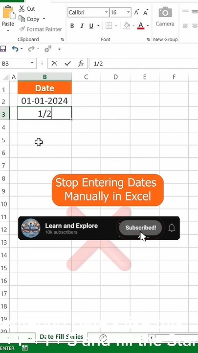 Day -23 🔥 Don't manually entering Date's like this instead use #exceltips #shortvideo # ...