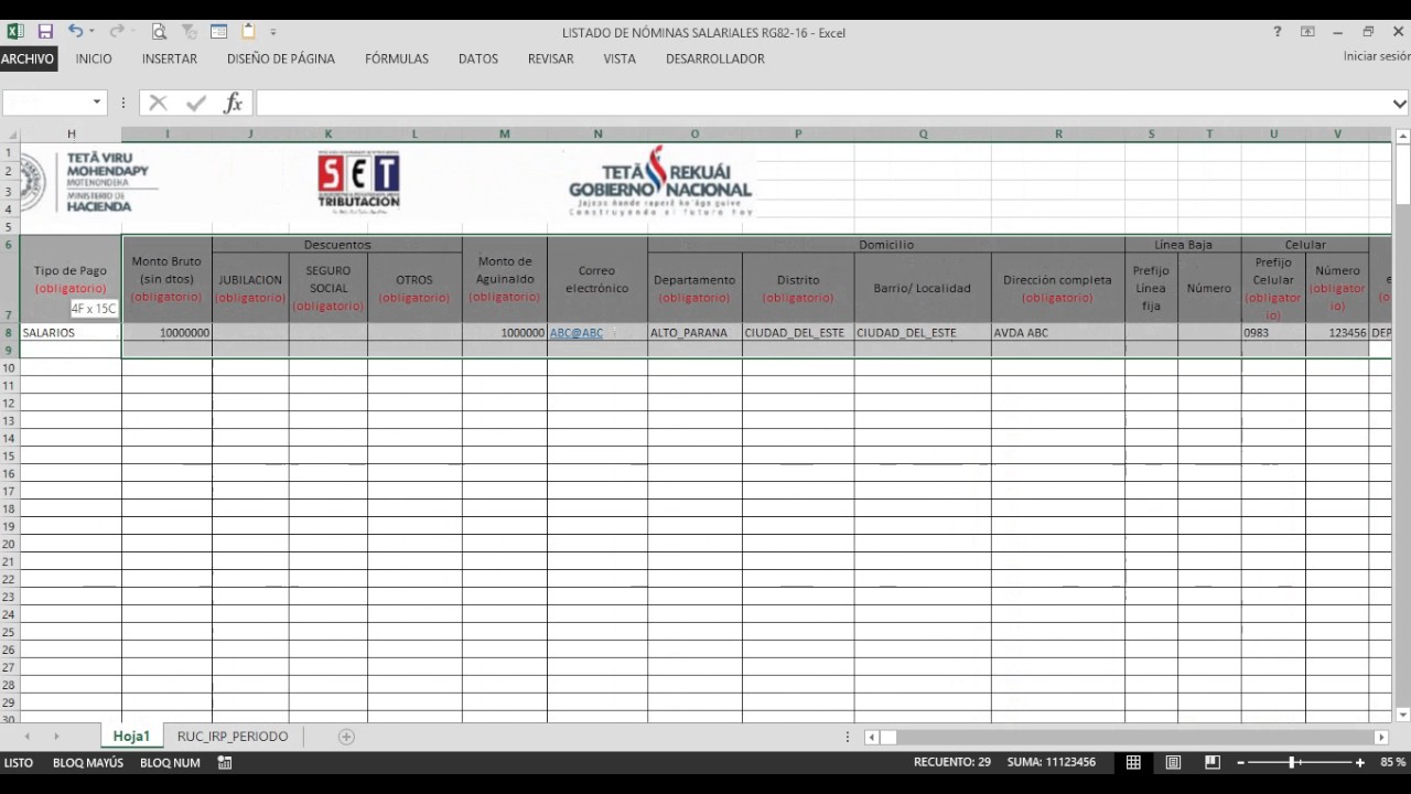 TUTORIAL - LISTADO DE NÓMINAS SALARIALES RG82/16 - YouTube