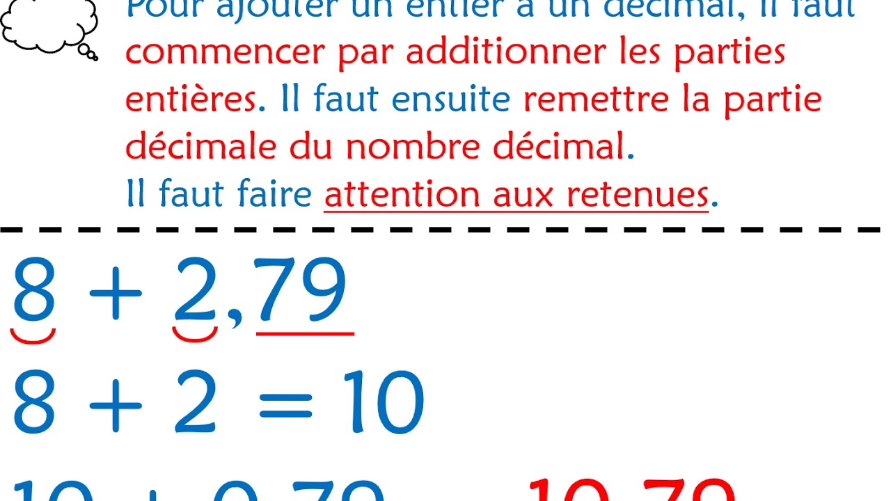 Calcul mental - Ajouter un entier à un décimal.mp4 - YouTube