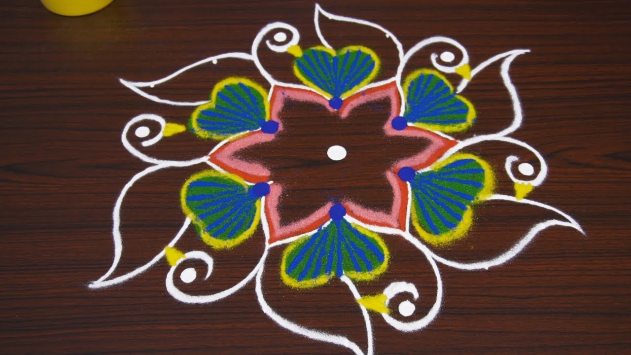 Beautiful and simple birds rangoli with 7x4 dots | Easy paravai kolam ...