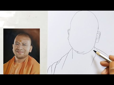 How to Draw Adiyanath Yogi / Yogi ji ka Easy Drawing - YouTube