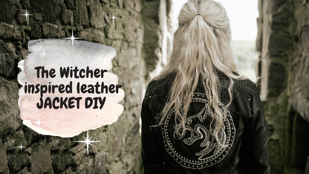 THE WITCHER inspired LEATHER JACKET DIY Tutorial⭐ Studs | Hand ...