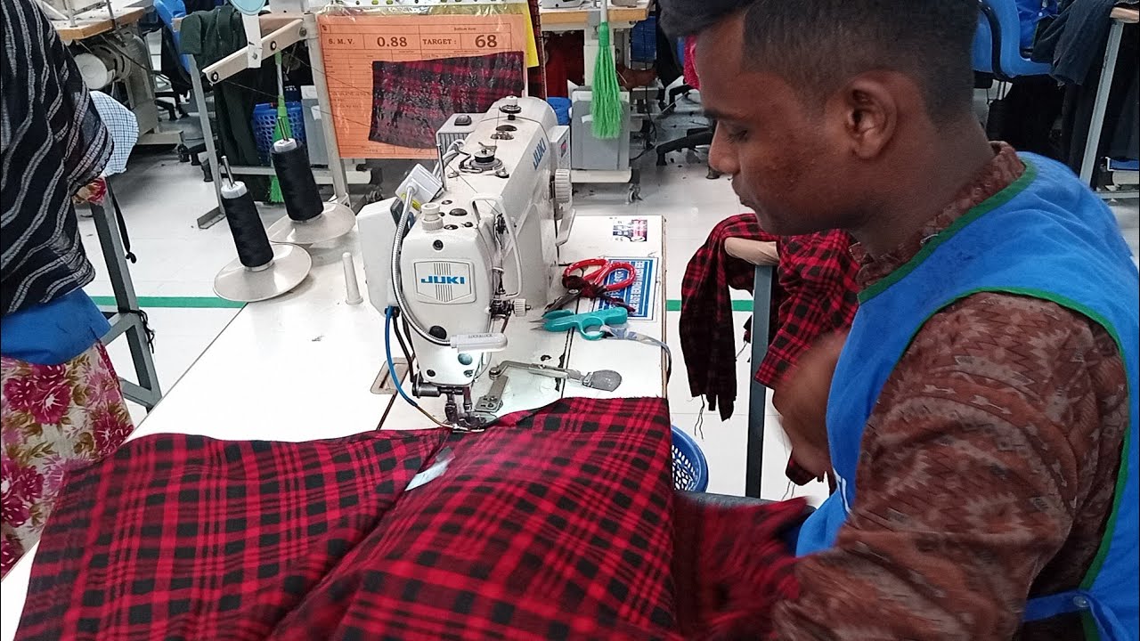 T-shirt Process Button Hem Sewing Juki Machine Garments - YouTube