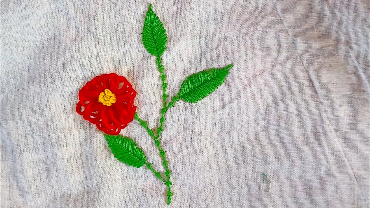 very easy hand embroidery flower - YouTube
