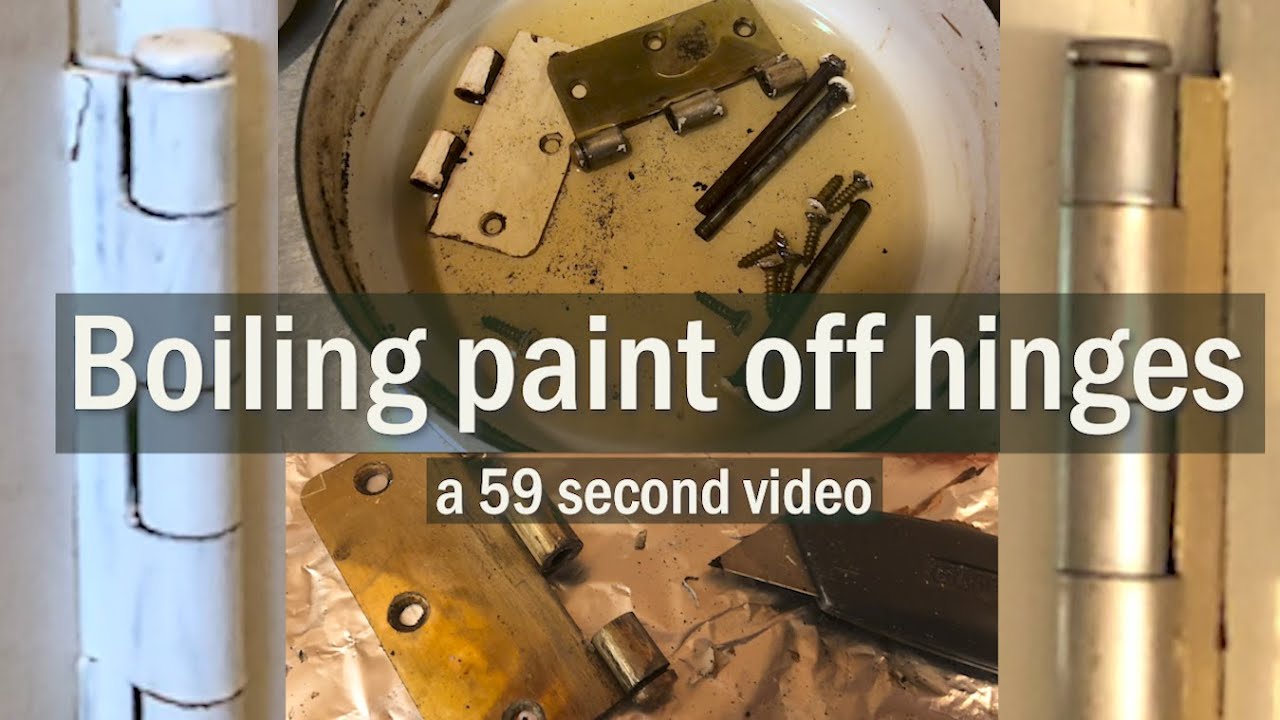 Boiling paint off hinges - YouTube