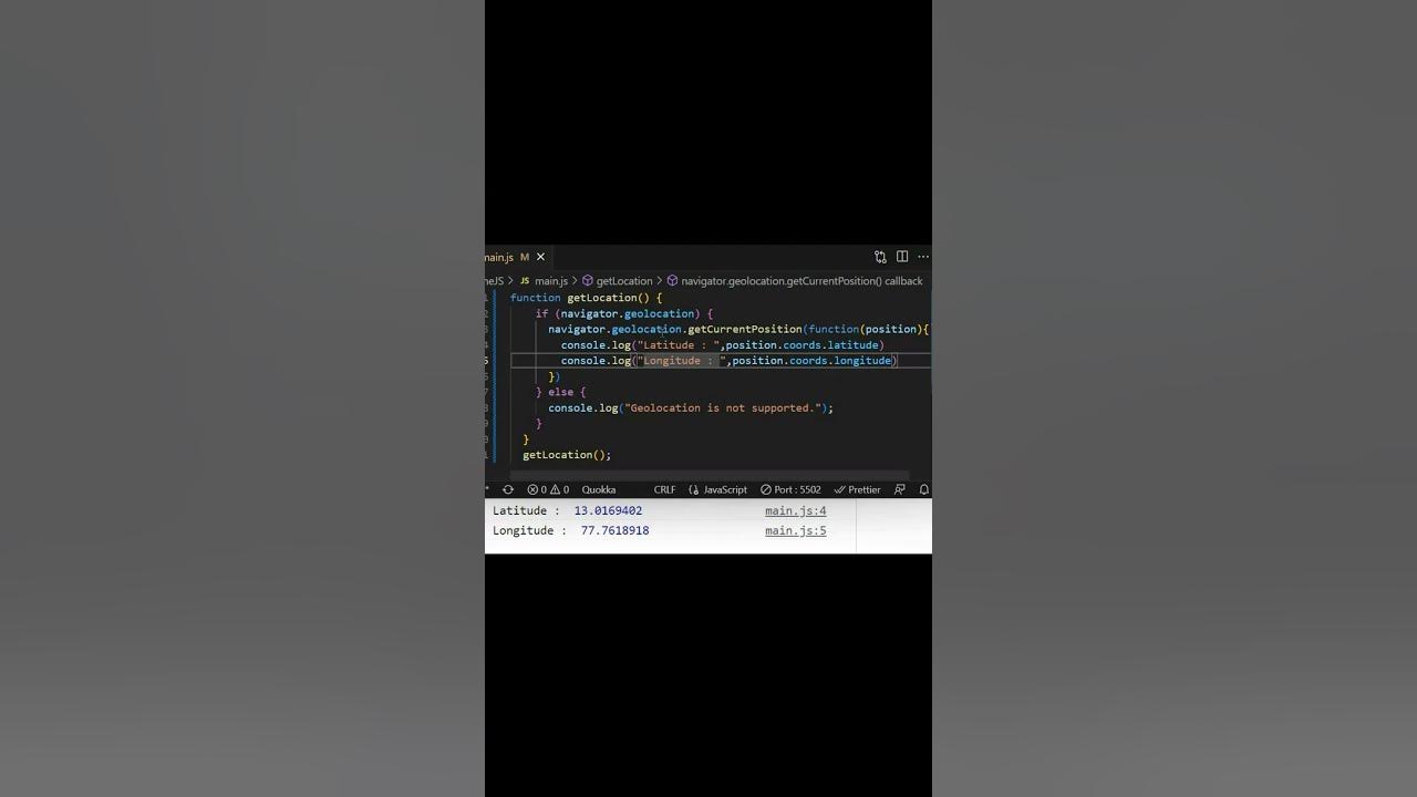 Get Longitude And Latitude In Javascript Shorts Javascript Programming Youtube