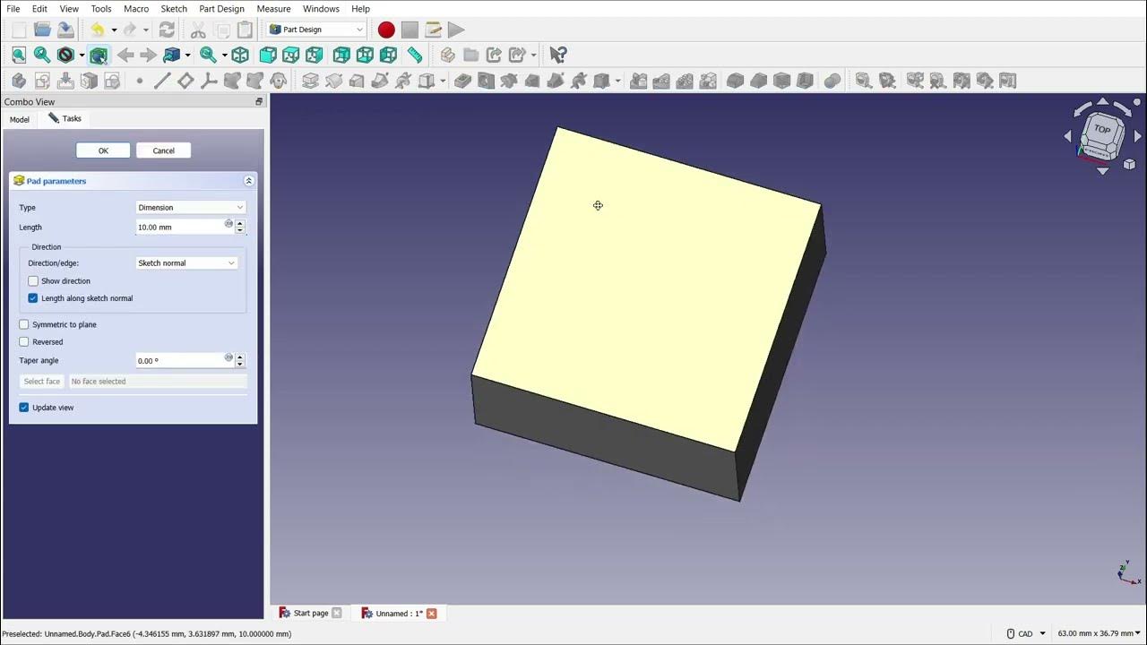 How to make a cube in FreeCAD (tutorial) - #1 Learning FreeCAD - YouTube