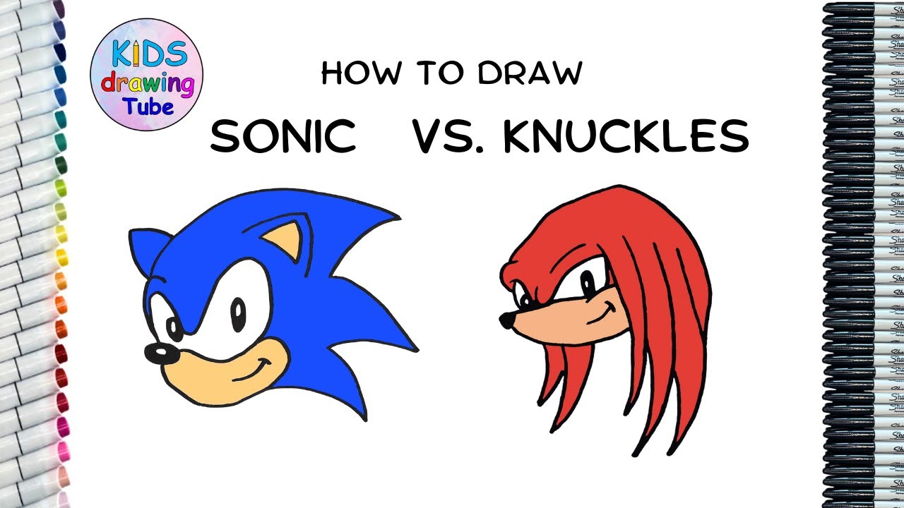 How to draw Sonic vs Knuckles - Face off - YouTube