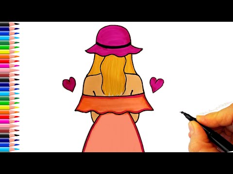 Arkası Dönük Kız Çizimi 💞 Kolay Kız Çizimleri - Kız Çizimleri - Güzel Kız Çizimi - Drawing Girl Easy
