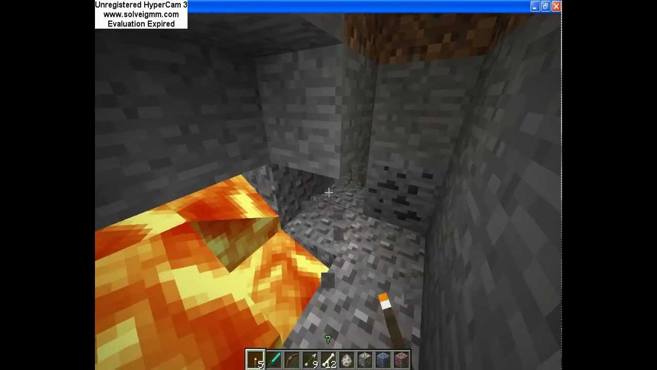 Minecraft Deep cave half lava half filled with water - YouTube