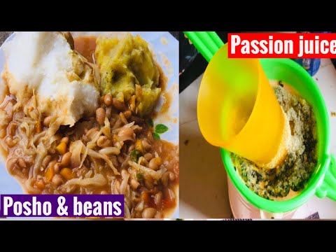 Lunch time of posho, matooke and beans, how we use a cup to blend our ...