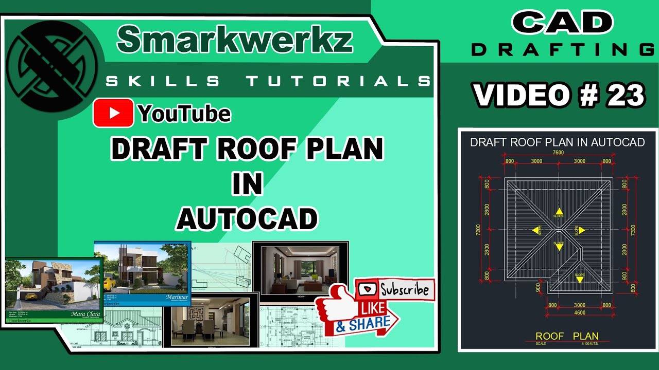 Draft Roof Plan in AutoCAD - YouTube