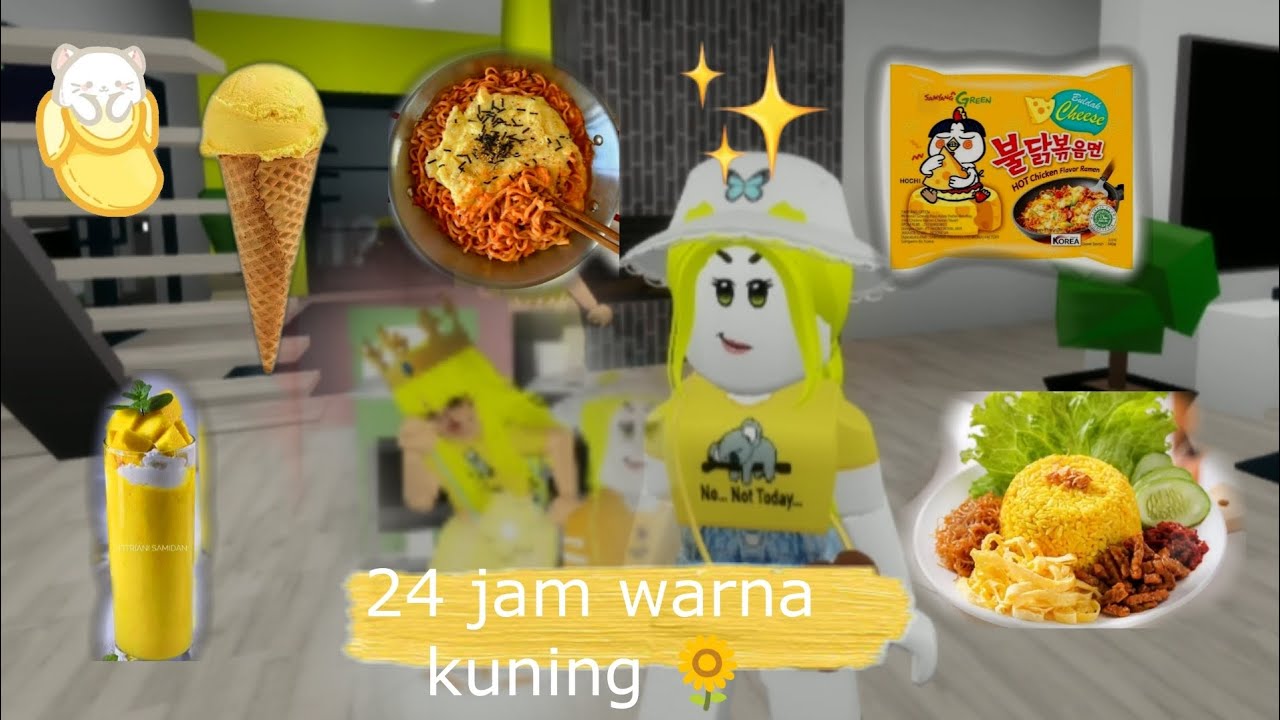 24 jam warna kuning 💛🍟 |ROBLOX BROOKHAVEN INDONESIA | kira kira ngapain ...