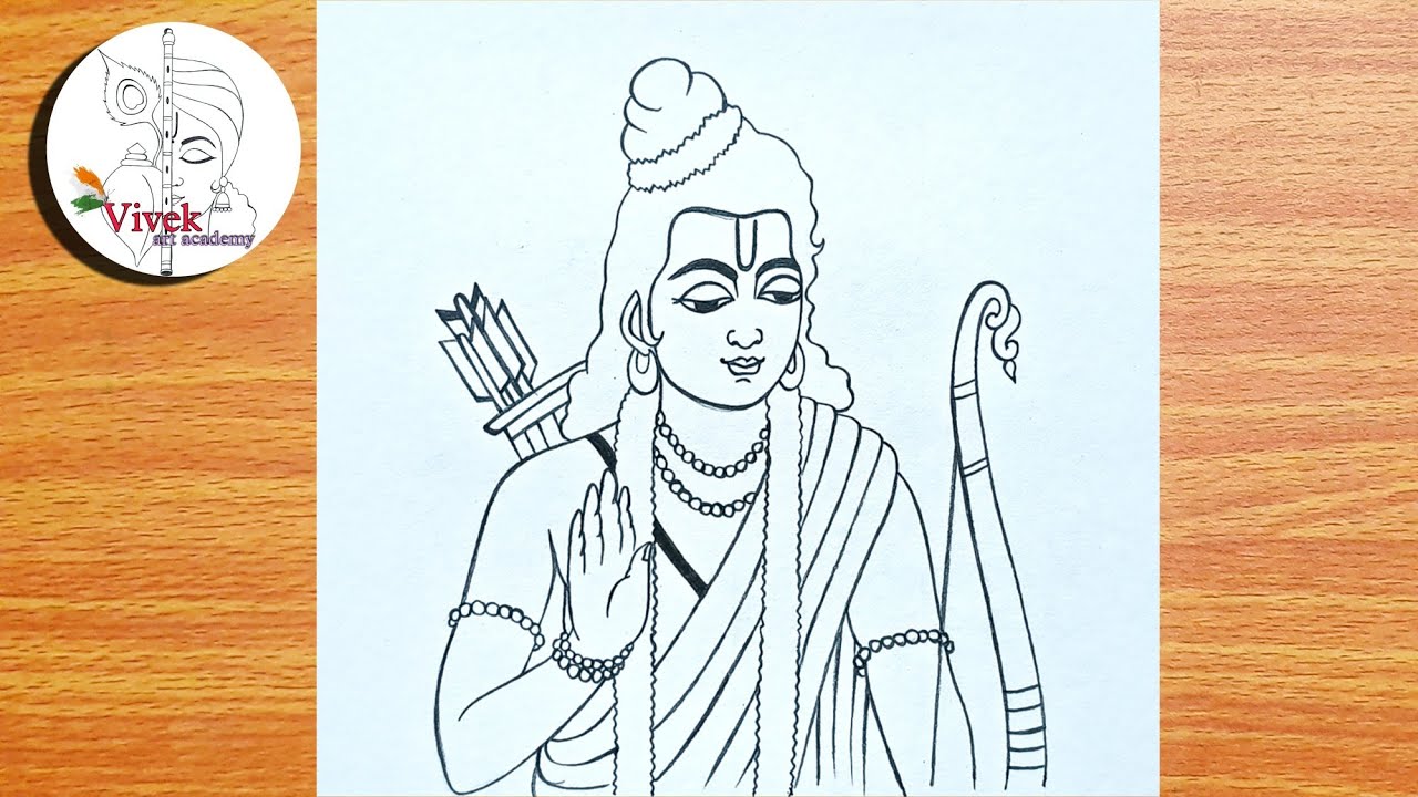 Lord Rama drawing easy for beginners (step by step), how to draw Shree ...