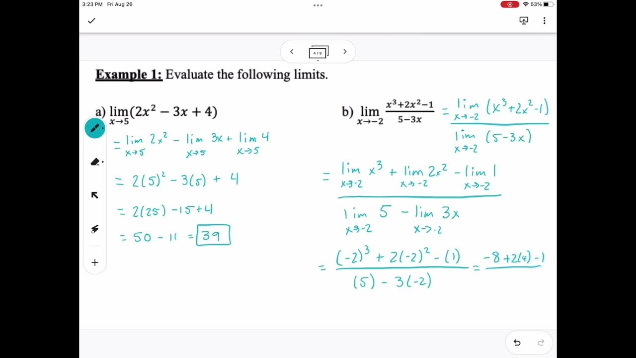 Section 2.3 - Calculating Limits Using The Limit Laws - YouTube