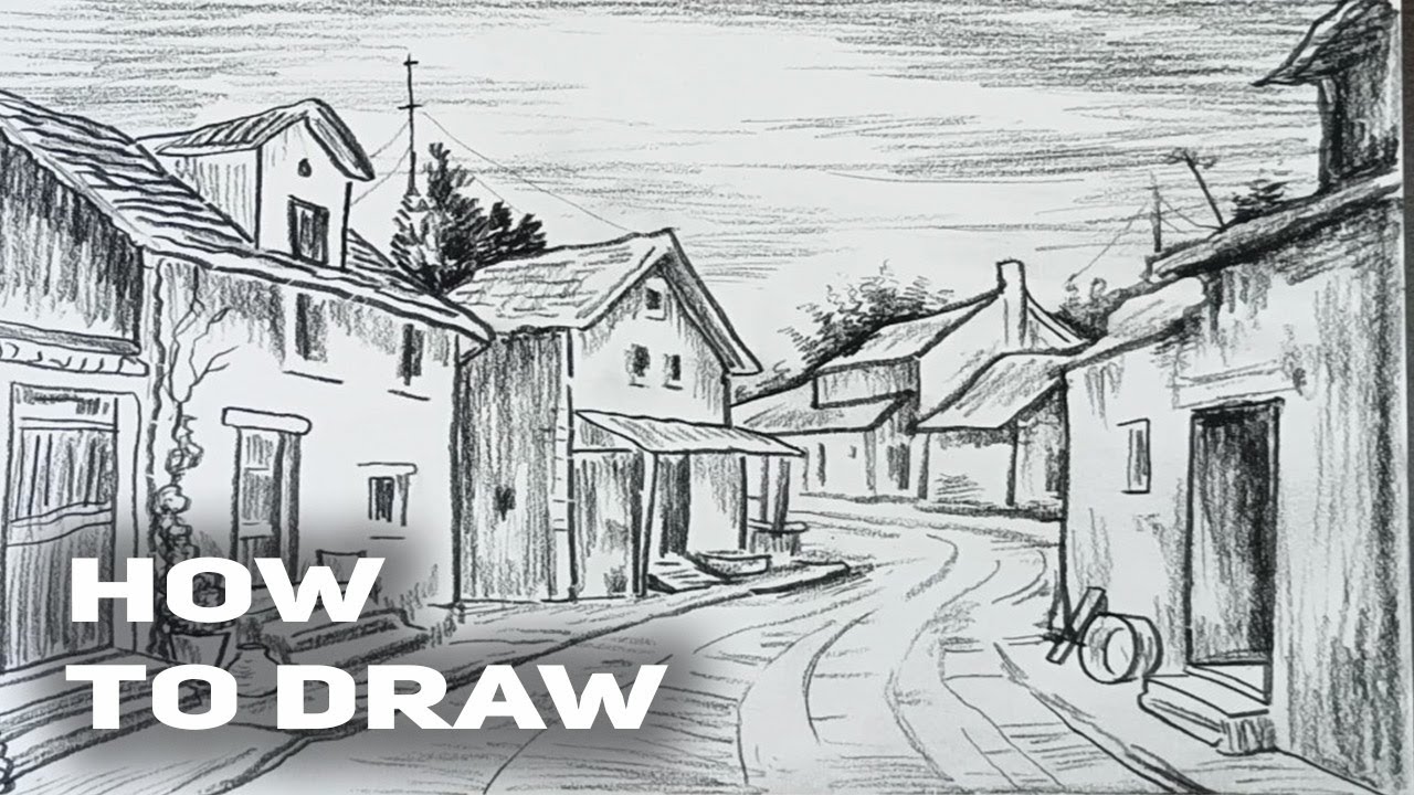 How to Draw a Peaceful Countryside Village. How to Create Stunning ...