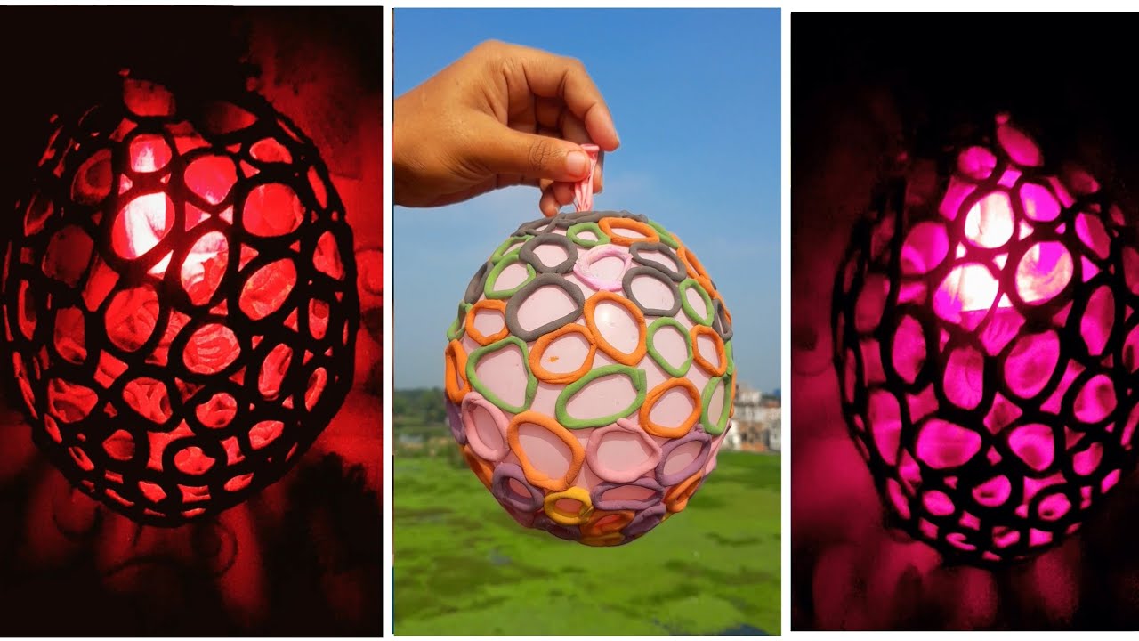 Viral lamp light with dry clay crafts // viral lamp with Air Dry Clay ...