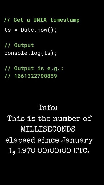JavaScript (JS) how to get a UNIX timestamp? #shorts - YouTube