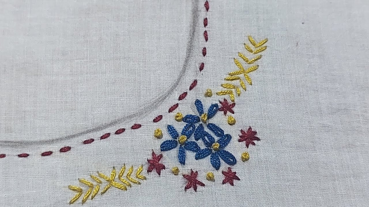 beaded hand embroidery neck design for dress,beads work, easy neck ...