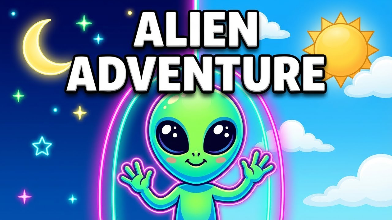 “Alien Attack at Night 👽 ️☀️ | Funny Alien Cartoon Story for Kids ...