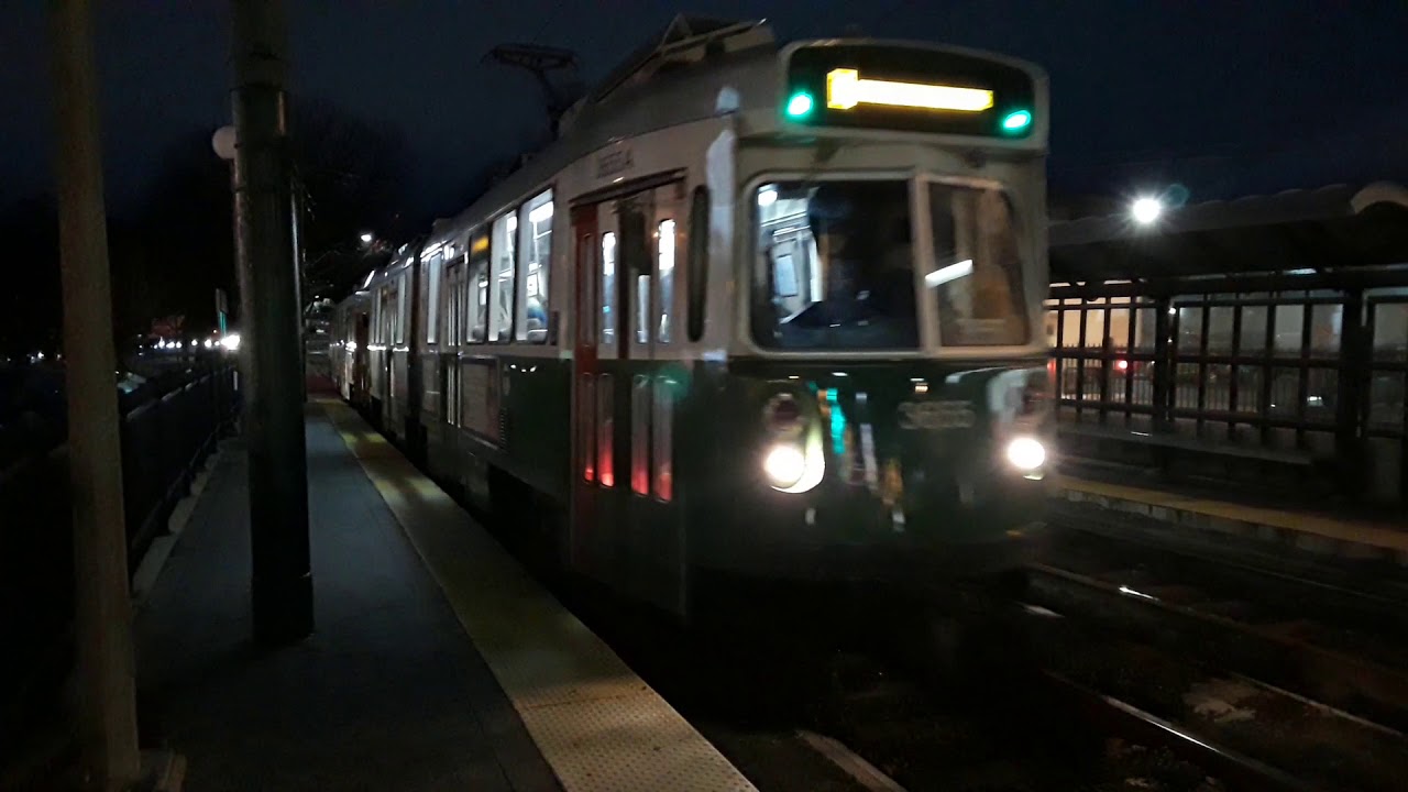 Boston MBTA Green Line train arriving at Cleveland Circle Station ( Jan ...