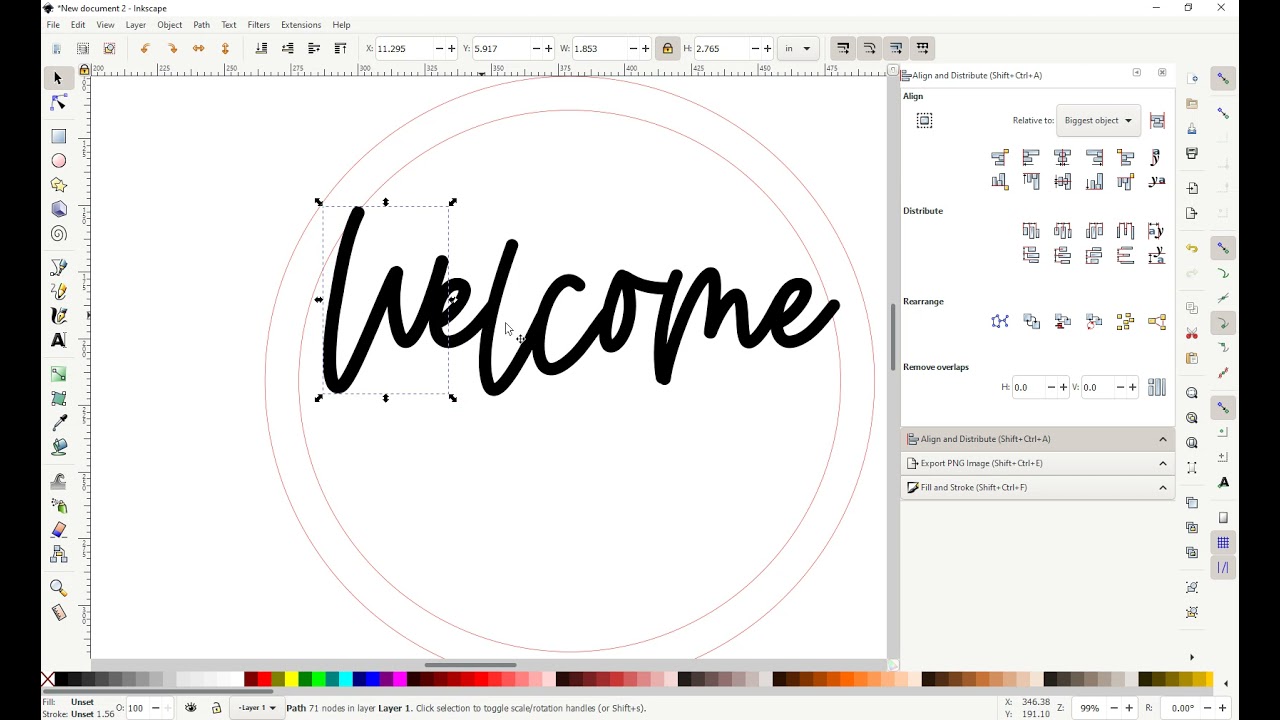 Welding Shapes and Letters using the Union feature in Inkscape - YouTube