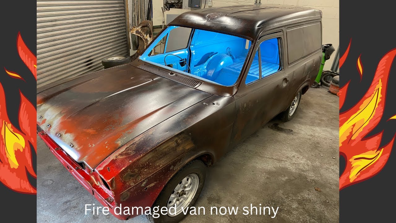 PT5 Fire damaged wreck Ford Escort MK1 Van Shiny Lacquer paint job ...