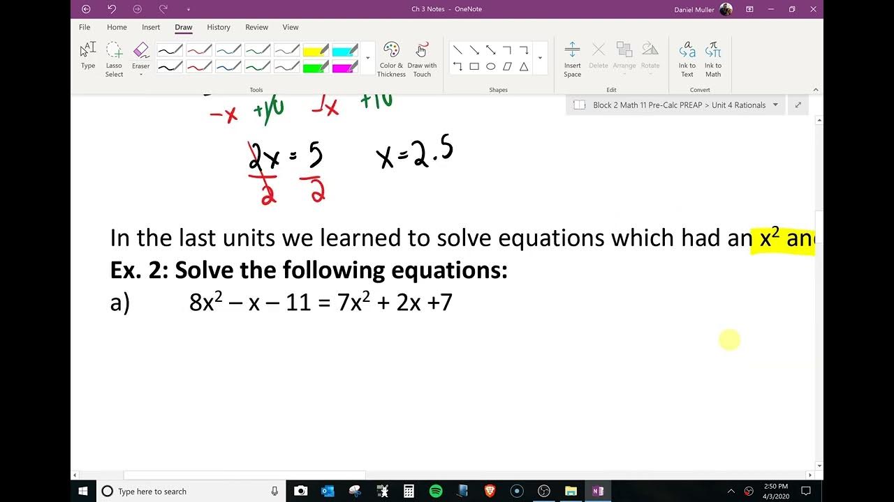 Unit 4 Chapter 3 Solving Rationals - Part 1 - YouTube