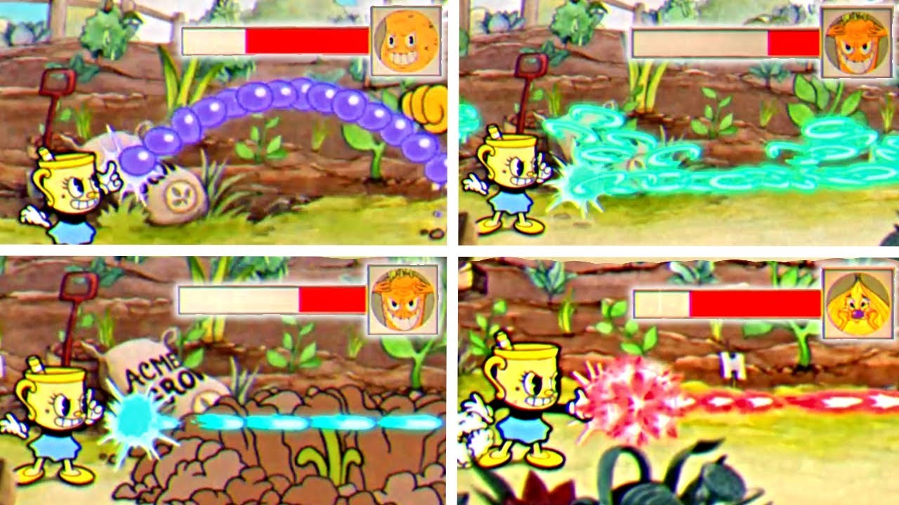 Cuphead + DLC - All Weapons Extreme High Rate Mod With Health bar - YouTube