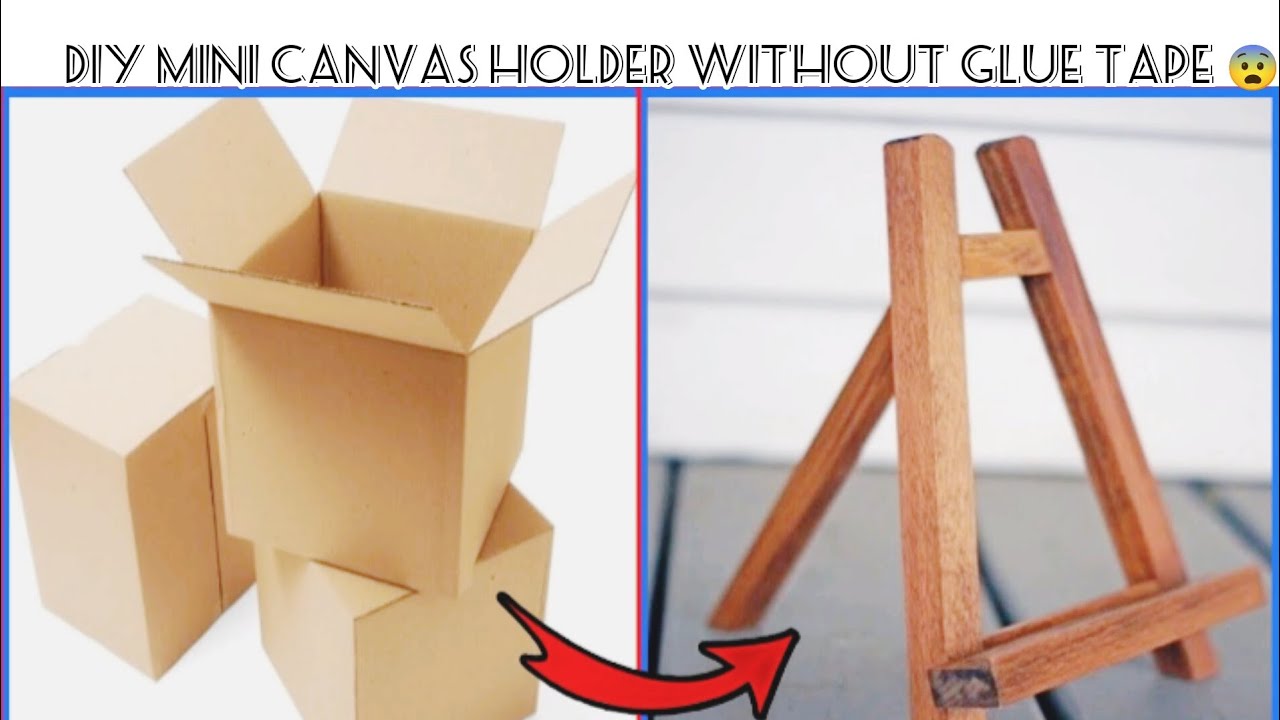 diy mini Canvas Holder without glue tape 😨 - YouTube