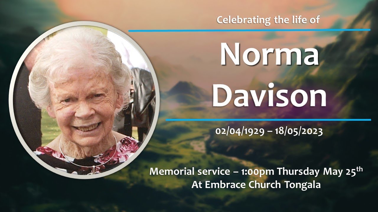 Norma Davison's Celebration Of Life Service - YouTube