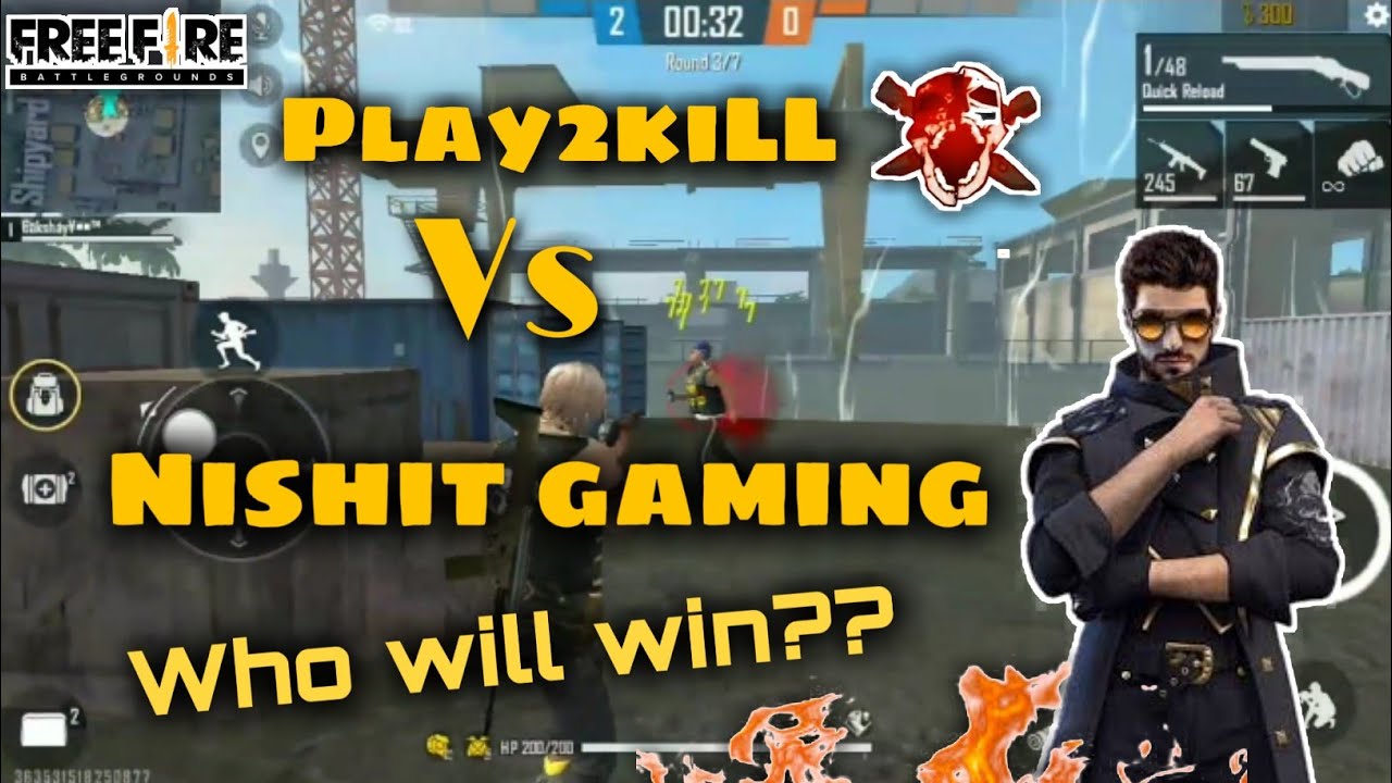 Custom match-play2kiLL vs nishit gaming//fun match//free fire😈 - YouTube