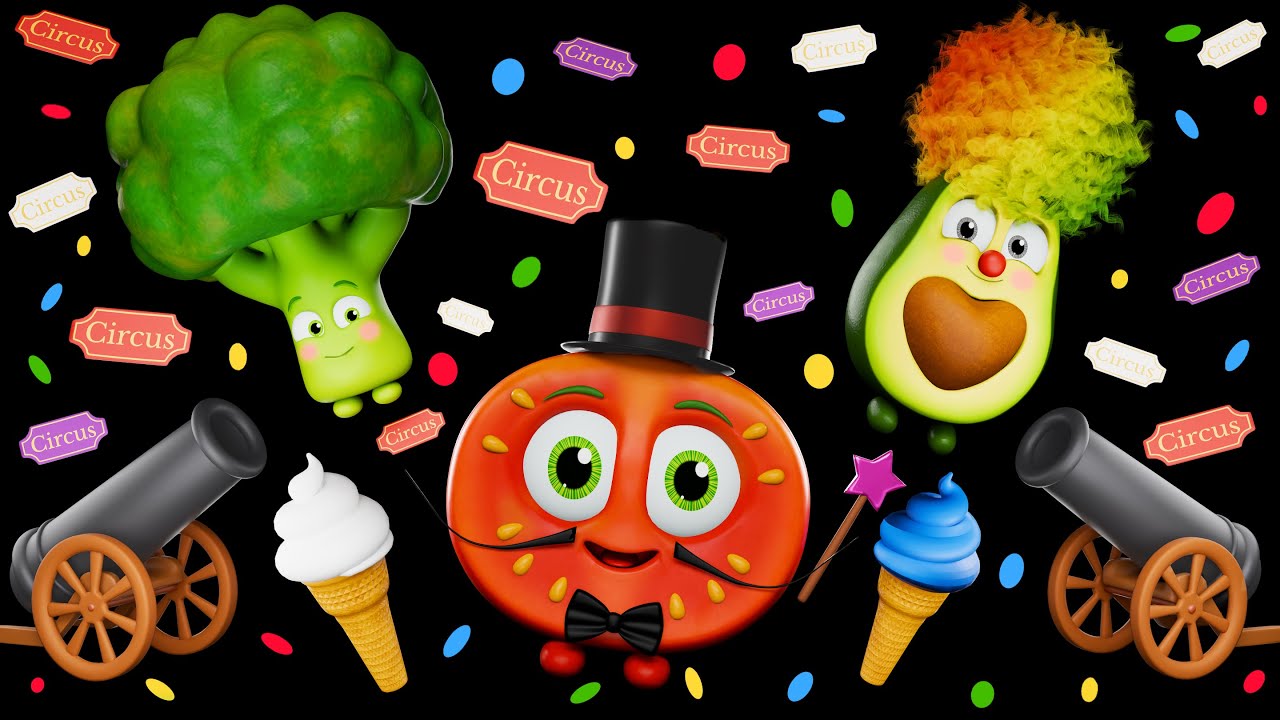 🎪🍉 Funky Fruits Circus Show | Baby Sensory Veggie's Dance Party with ...
