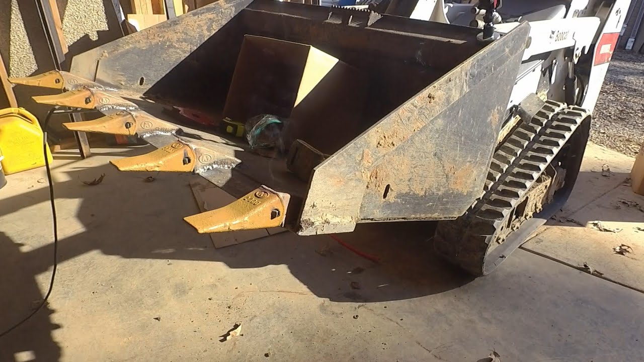 Adding weld on teeth to skidsteer bucket - YouTube