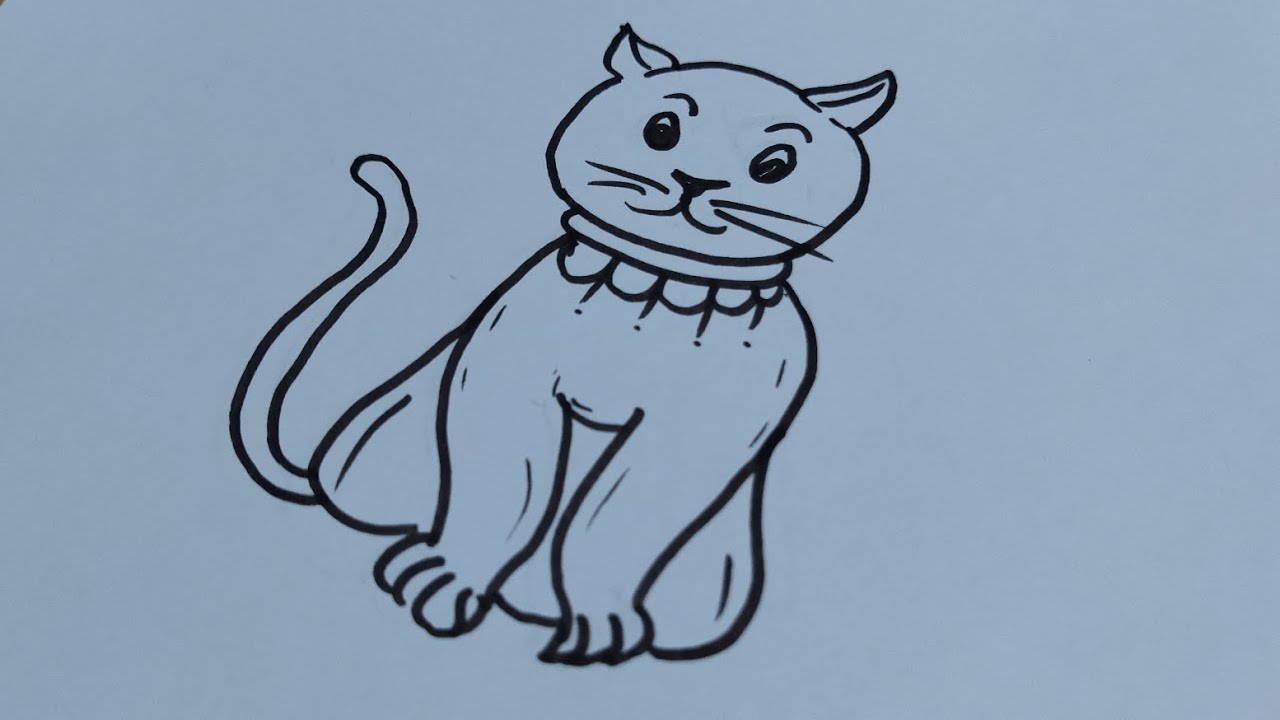 cat drawing | simple way to draw a cat | just 3 minutes you draw a cat ...