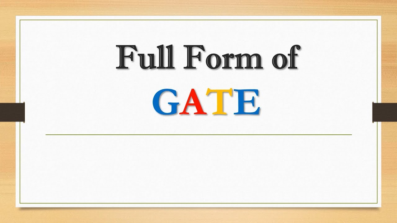 Full Form of GATE || Did You Know? - YouTube