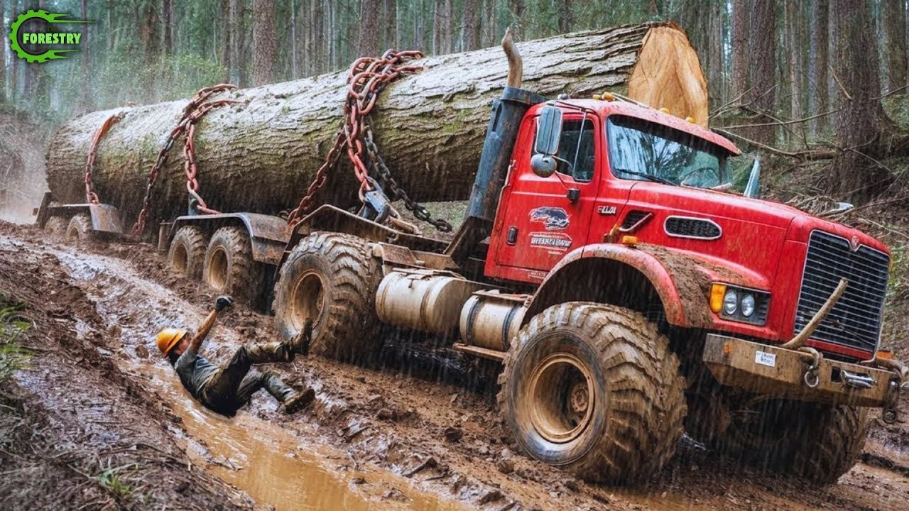 Extreme Dangerous Big Logging Wood Truck Driving Skill | Fastest ...
