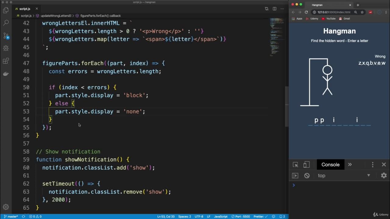 Hangman game using java-script part 7 - YouTube