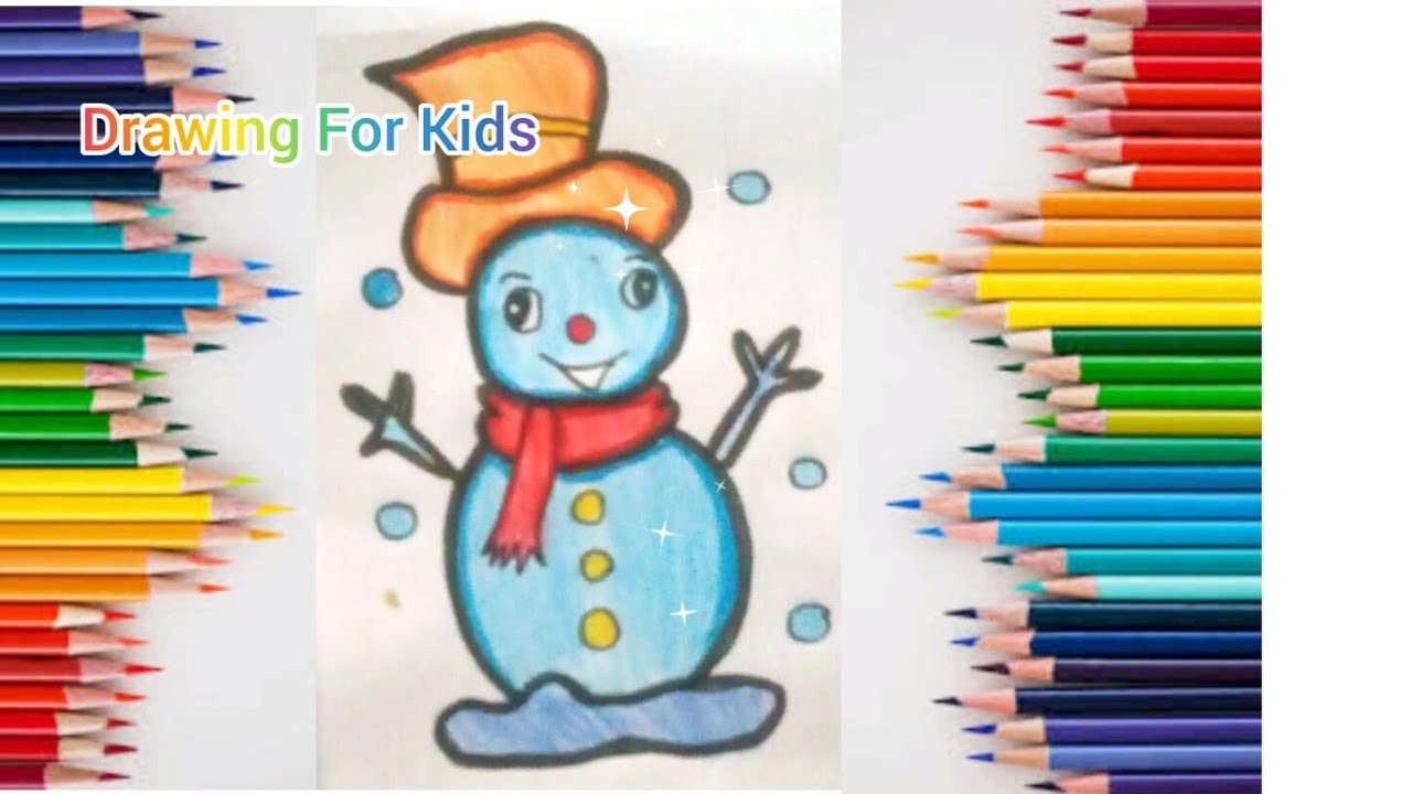 Snowman ⛄ Drawing Coloring and Painting for Kids &Toddlers// How to ...